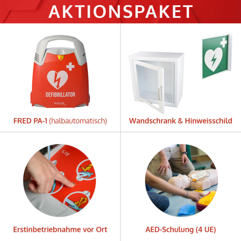 Aktionspaket Defibrillator Schiller FRED PA-1 inkl. Erstinbetriebnahme ...